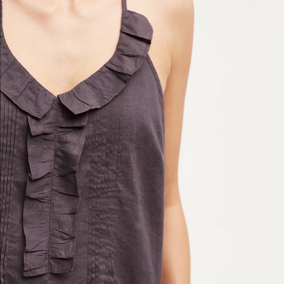 Anthropologie | Tops | Hples Cocotiers Ruffled Mora Tank Dark Grey ...