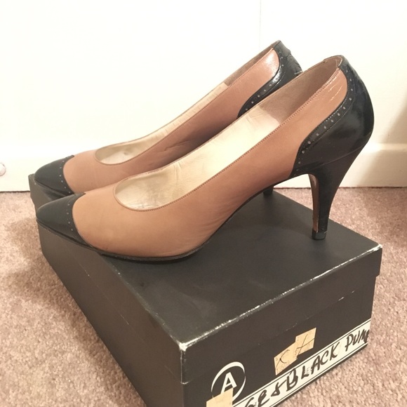 Erile's | Shoes | Vintage 96s Wing Tip Heels In Tan And Black | Poshmark