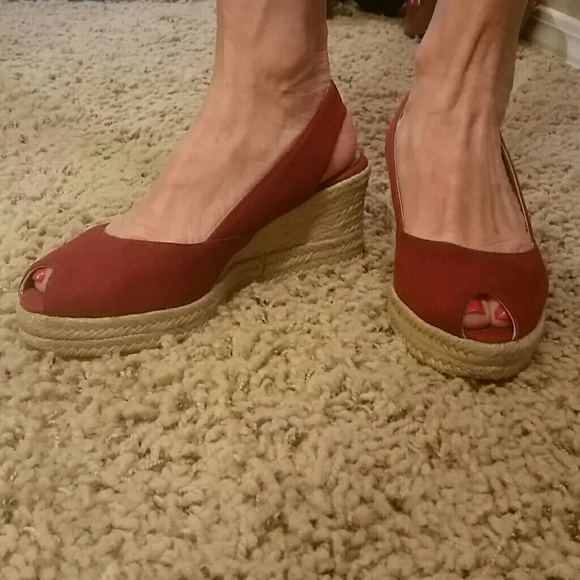 Jessica Simpson | Shoes | Jessica Simpson Red Espadrille Low Wedge ...
