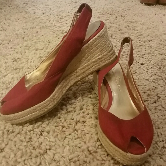 Jessica Simpson | Shoes | Jessica Simpson Red Espadrille Low Wedge ...