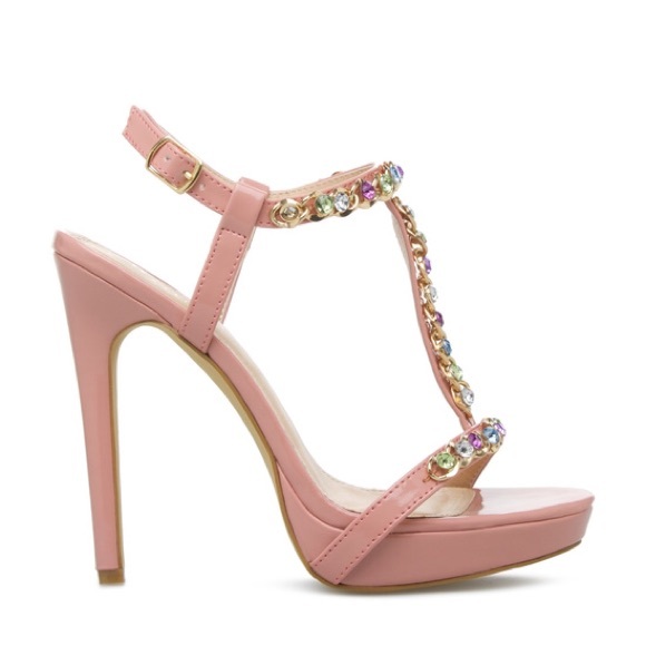 Shoes | Pink With Color Embellished Heels | Poshmark