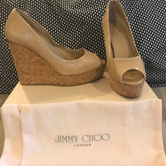 Jimmy Choo | Shoes | Jimmy Choo Patent Leather Cork Wedge | Poshmark