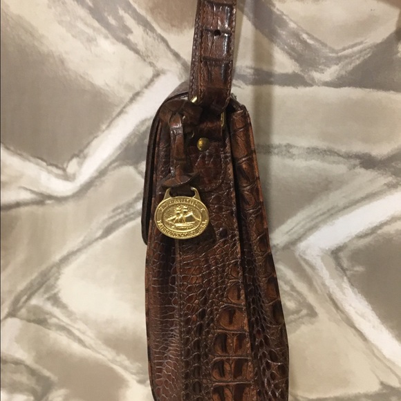 Bags | Brahmin Vintage Brown Croc Leather Crossbody | Poshmark