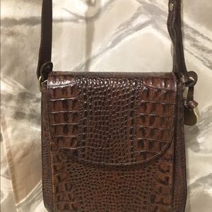 Bags | Brahmin Vintage Brown Croc Leather Crossbody | Poshmark