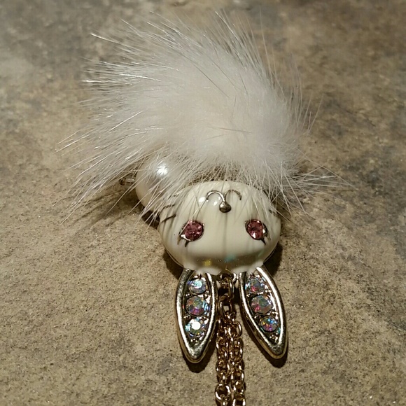 Anna Sui | Jewelry | Anna Sui White Fluffy Bunny Rabbit Fur Necklace ...