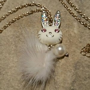 Anna Sui | Jewelry | Anna Sui White Fluffy Bunny Rabbit Fur Necklace ...