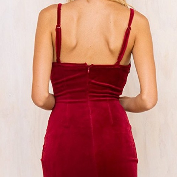 Dresses | Nwot Sexy Red Velvet Lace Mini Drees | Poshmark