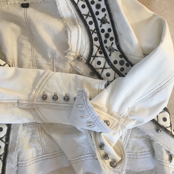 Raw | Jackets & Coats | Raw White Leather Jacket Whammered Metal Trim S ...