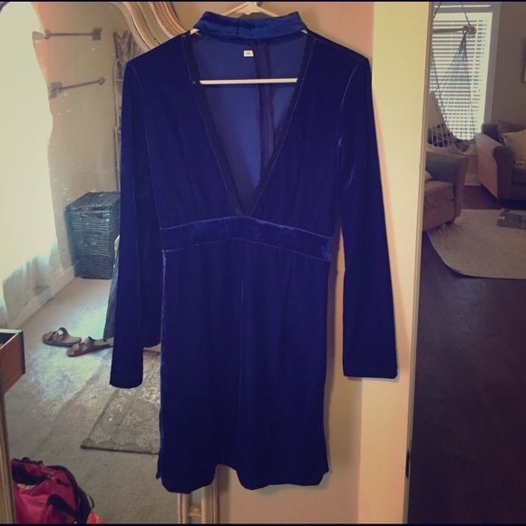 Dresses | Royal Blue Velvet Mini Dress | Poshmark