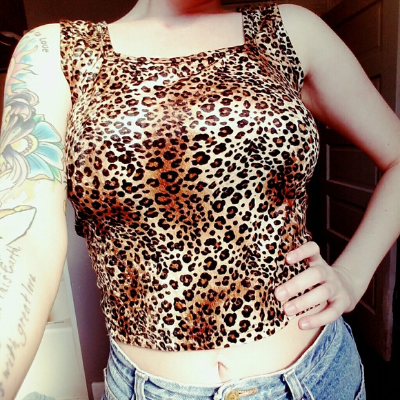 Vintage | Tops | Vintage Cheetah Crop Top | Poshmark