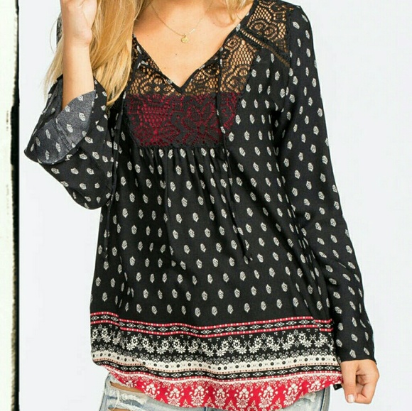 Socialite | Tops | New Sheer Lace Boho Peasant Top Tunic | Poshmark