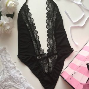 Intimates & Sleepwear | Sexy Black Lacie Trim Open Back Teddy Lingerie ...