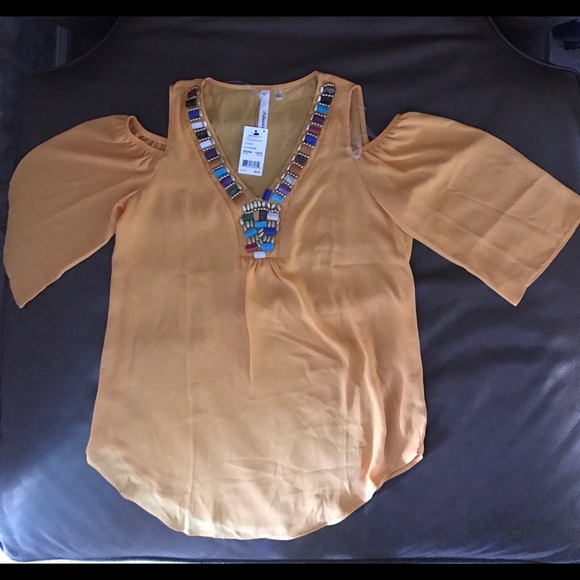 NY Collection | Tops | Nwt Ny Collection Cold Shoulder Beaded Blouse ...