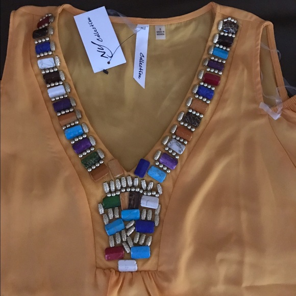 NY Collection | Tops | Nwt Ny Collection Cold Shoulder Beaded Blouse ...