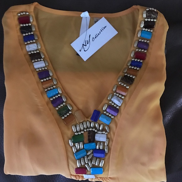 NY Collection | Tops | Nwt Ny Collection Cold Shoulder Beaded Blouse ...