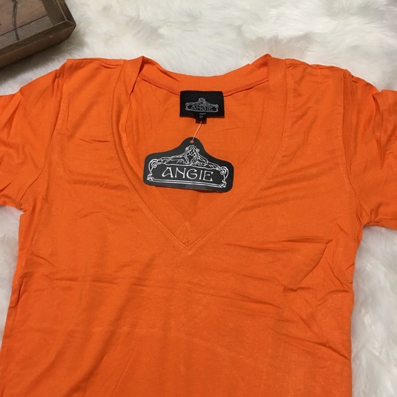 Angie | Tops | Angie Orange Vneck Tshirt Blouse Top | Poshmark