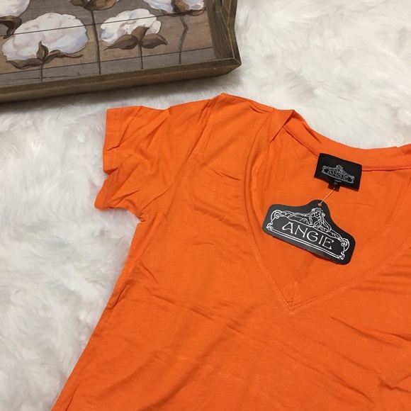 Angie | Tops | Angie Orange Vneck Tshirt Blouse Top | Poshmark