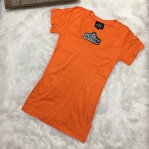 Angie | Tops | Angie Orange Vneck Tshirt Blouse Top | Poshmark