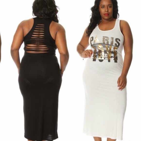 Dresses | Plus Size Maxi Dress Graphic Back Razor Cut | Poshmark