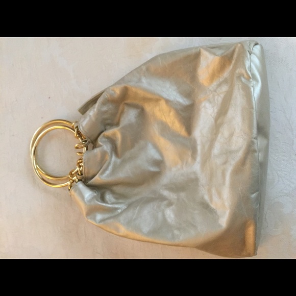 Bags | Gold Leather Hand Bag | Poshmark