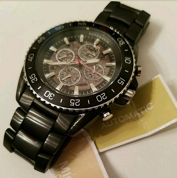 Michael Kors | Accessories | Nwt Michael Kors Black Automatic Stainless ...