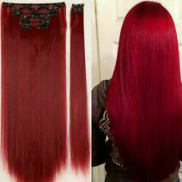 Accessories | Red Beauty Full Head Clip In Extension | Poshmark