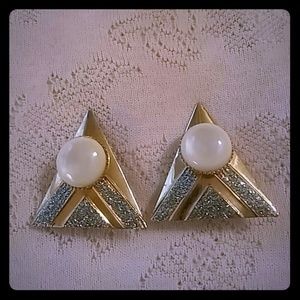 Jewelry | Vintage Twotone Triangular Clip Earrings | Poshmark