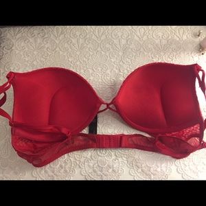 Intimates & Sleepwear | Bombshell Miraculous Plunge Red Lace Push Up ...