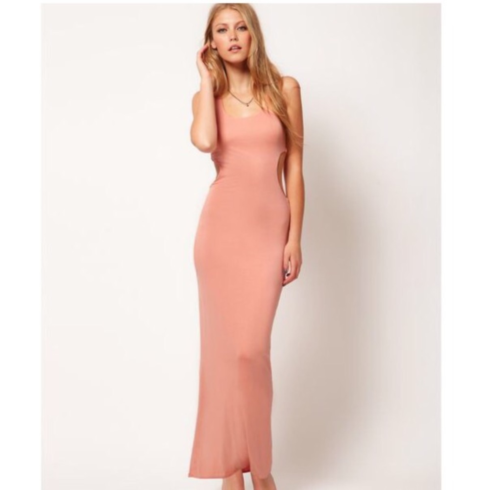 Pink Maxi Dress With Side Cut Outs - Gem