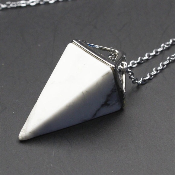 Boutique | Jewelry | Howlite Stone Pyramid Pendulum Necklace | Poshmark