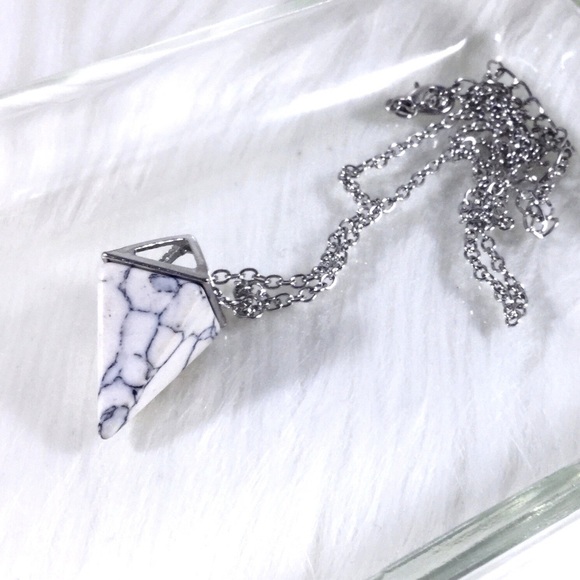 Boutique | Jewelry | Howlite Stone Pyramid Pendulum Necklace | Poshmark