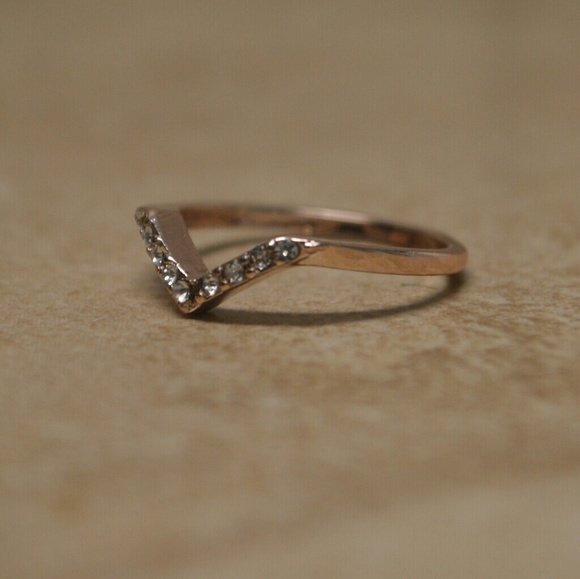 Jewelry | Brand New Rose Gold Midi Knuckle Chevron Pave Ring | Poshmark