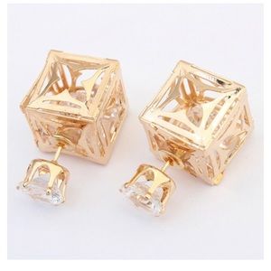 Jewelry | Sale Rhinestone Square Front Back Earrings | Poshmark