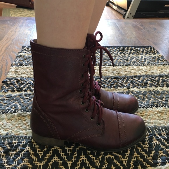 Steve Madden | Shoes | Maroon Steve Madden Combat Boots | Poshmark
