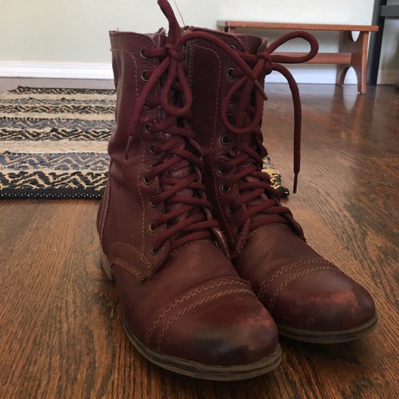 Steve Madden | Shoes | Maroon Steve Madden Combat Boots | Poshmark