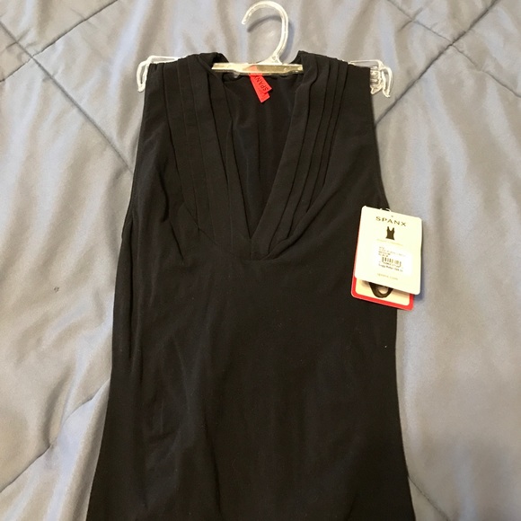 SPANX | Tops | Spanx On Top In Control Draped V Sleeveless 972 Bk ...