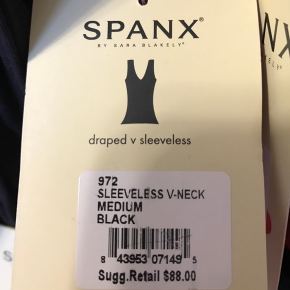 SPANX | Tops | Spanx On Top In Control Draped V Sleeveless 972 Bk ...