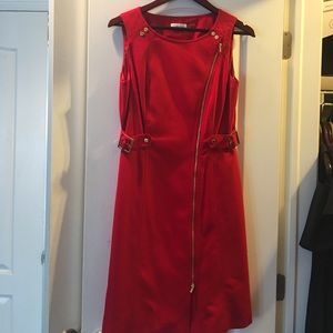 Calvin Klein | Dresses | Calvin Klein Red Dress With Gold Details ...