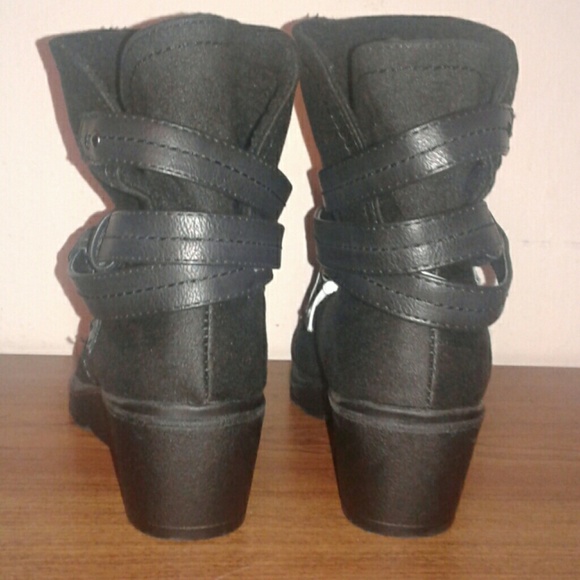 Joe Boxer | Shoes | Joe Boxer Rosette Black Ankle Bootie | Poshmark