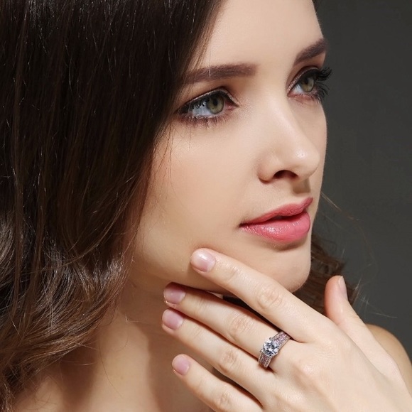 Jewelry | Pink Stone White Gold Plated Ring | Poshmark