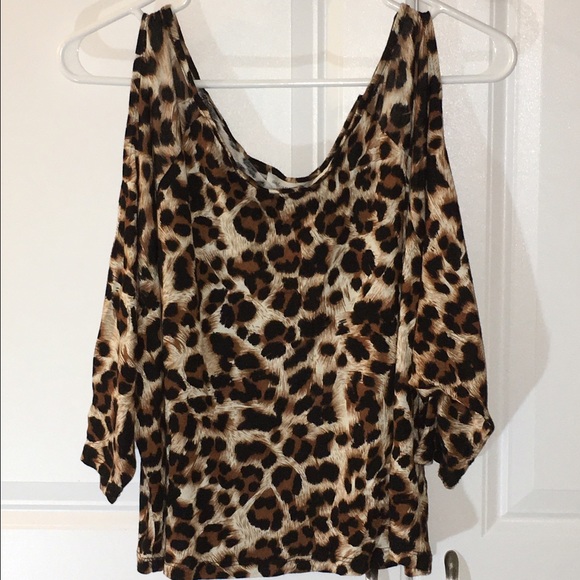 Ambiance | Tops | Cheetah Open Shoulder Shirt | Poshmark
