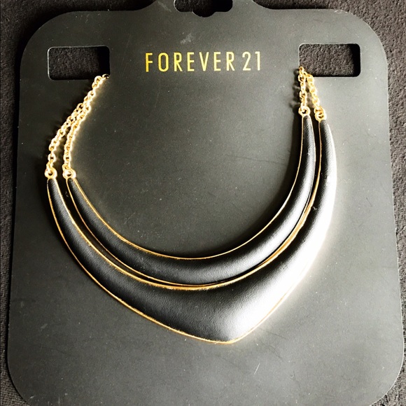 Forever 21 | Jewelry | Forever 2 Black And Gold Necklace | Poshmark