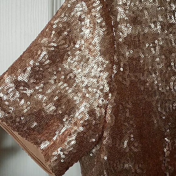 Hype | Tops | Metallic Gold Copper Sequin Crop Top | Poshmark