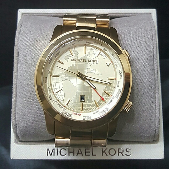 Michael Kors | Accessories | Big Salenwt Michael Kors Gold World Watch ...