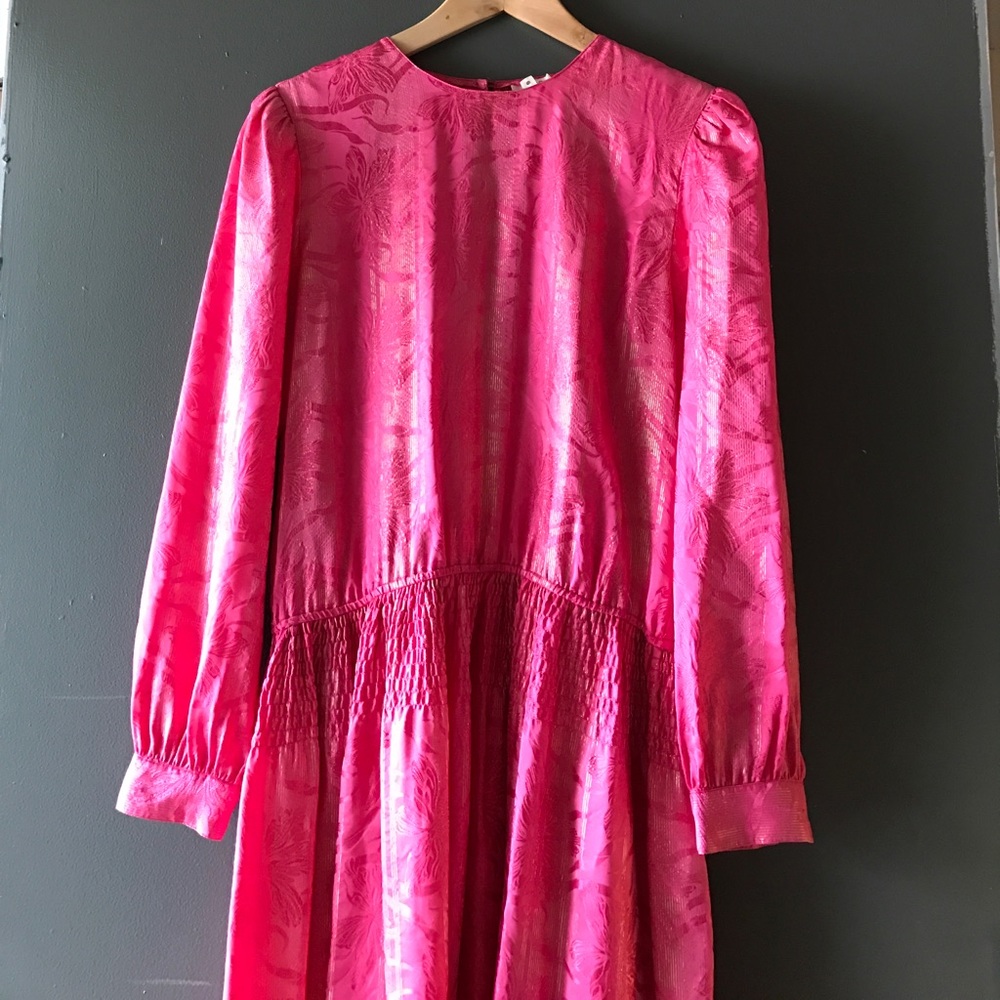 100% Silk. Satin With Gold Thread Dress - Gem