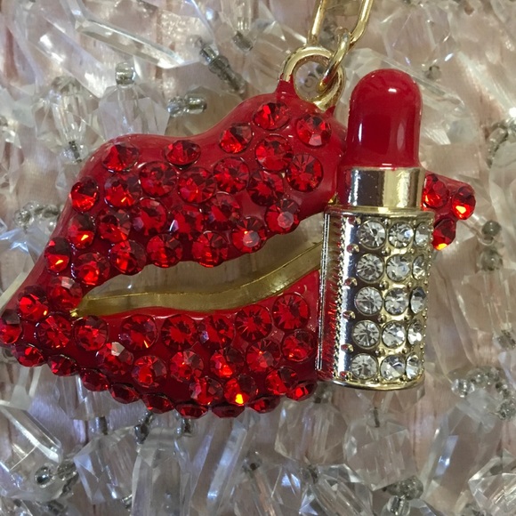 Accessories | Lipstick New Key Chain Rhinestone Llavero | Poshmark