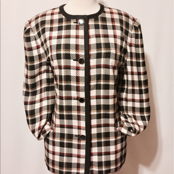 Jackets & Coats | Vintage Red Black Gold Plaid Statement Jacket | Poshmark