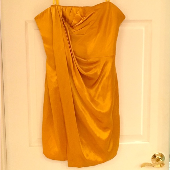 BCBG | Dresses | Bcbg Gold Satin Cocktail Dress Size 2 | Poshmark