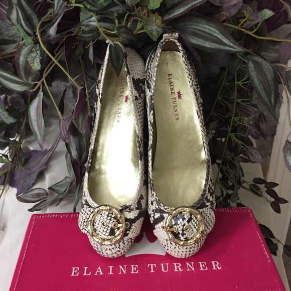 Shoes | Nib Elaine Turner Leather Python Flats Marlie 8 | Poshmark