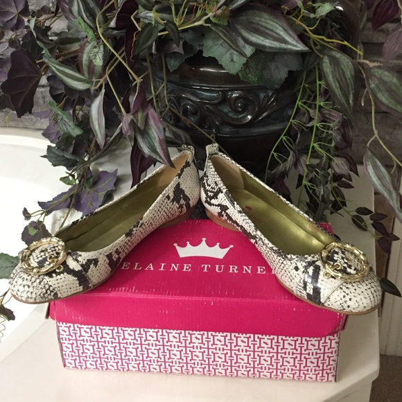 Shoes | Nib Elaine Turner Leather Python Flats Marlie 8 | Poshmark